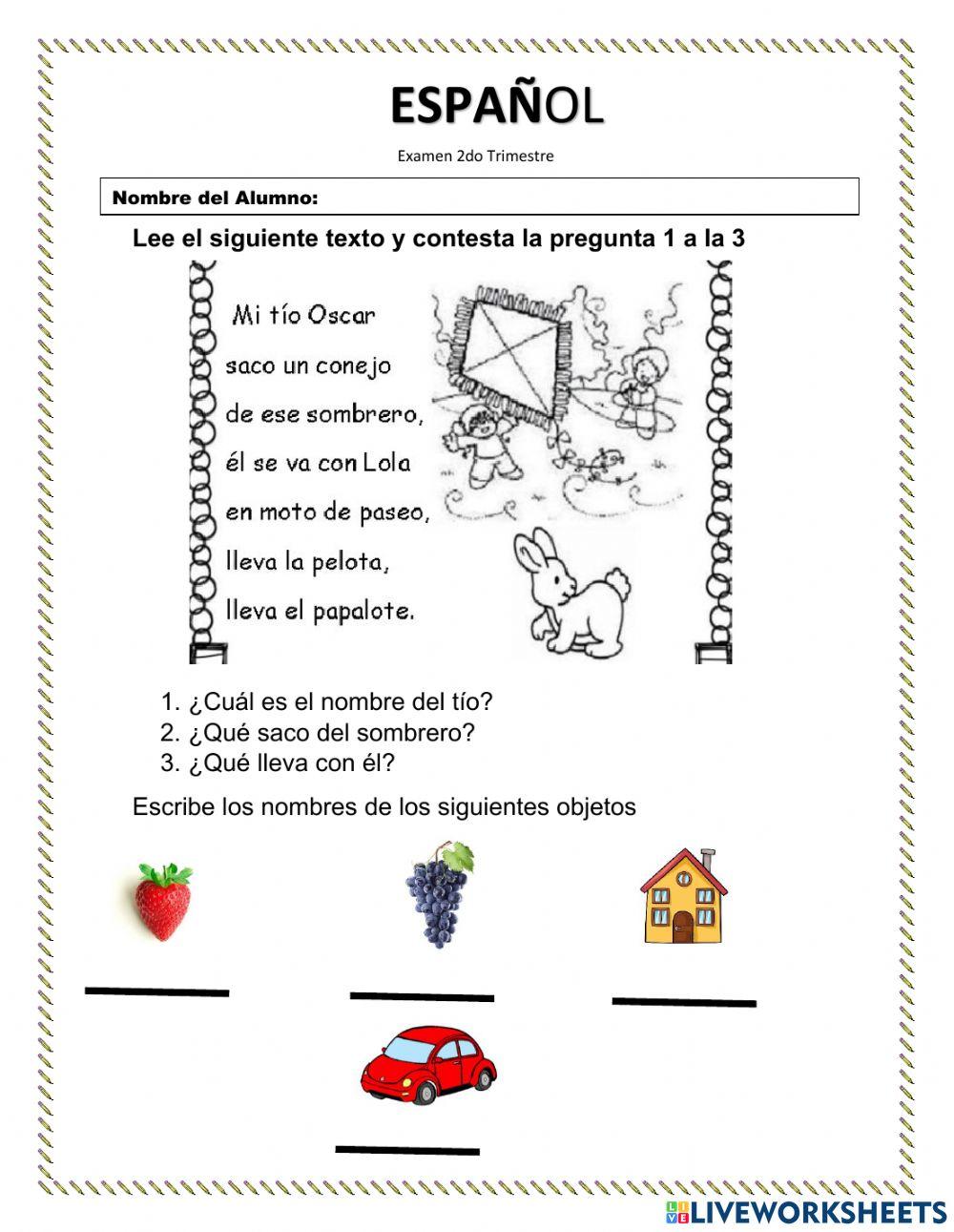Examen español interactive exercise | Live Worksheets