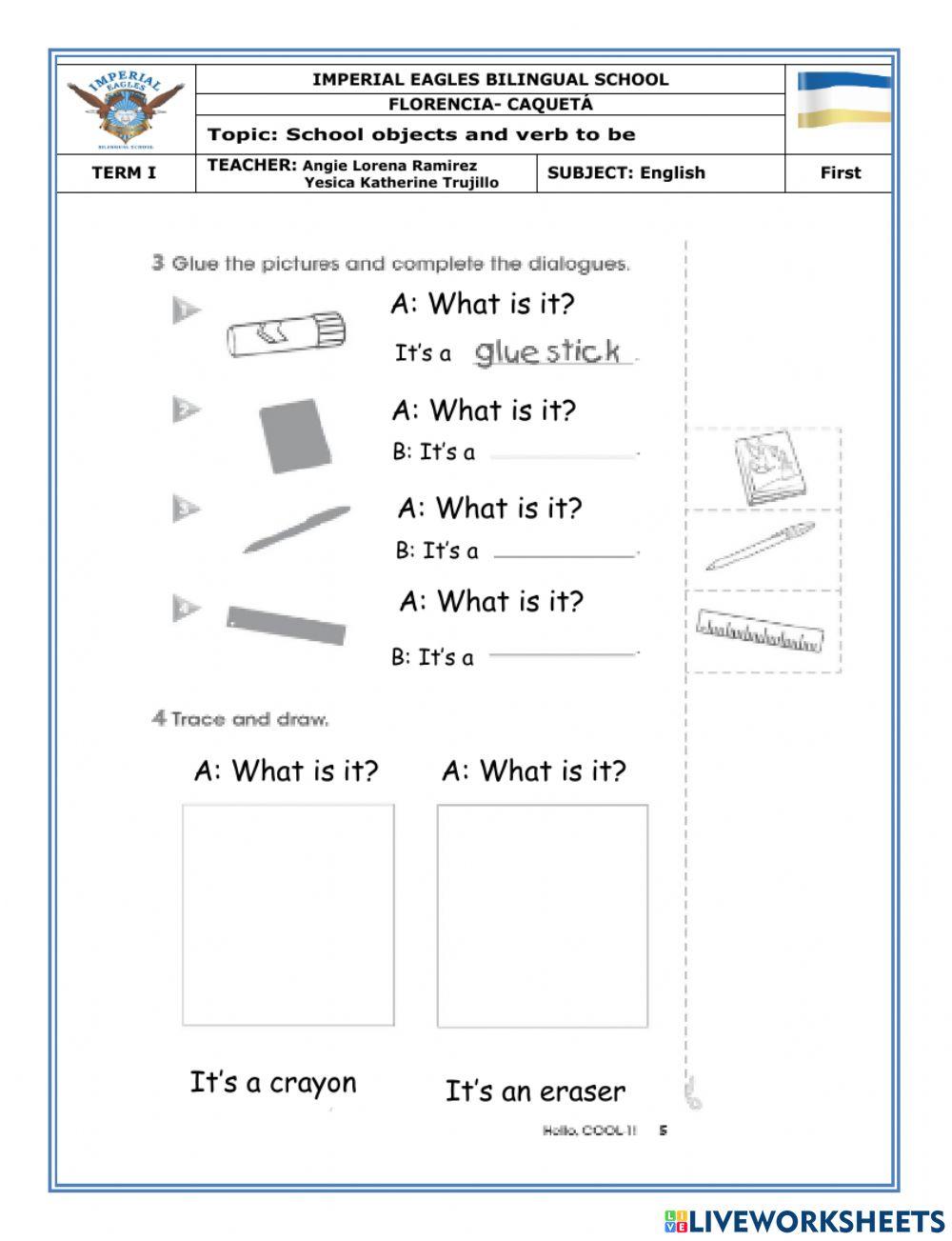 Verb to be online exercise for FIRST GRADE | Live Worksheets