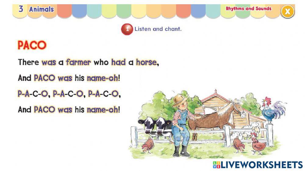 U3L2 PACO chant worksheet | Live Worksheets