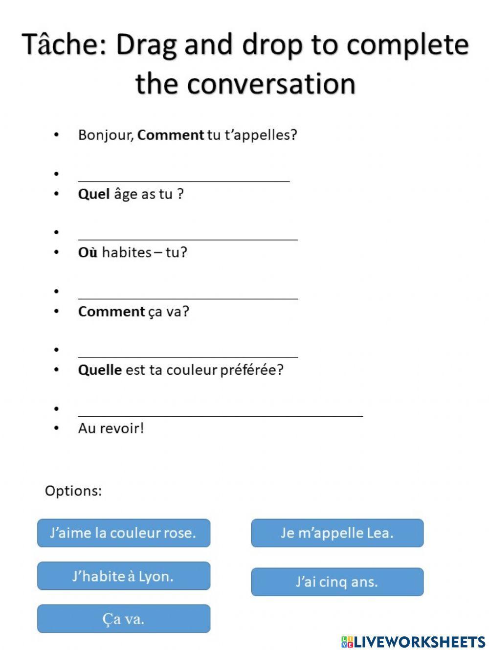 Simple conversa… | Free Interactive Worksheets | 755710