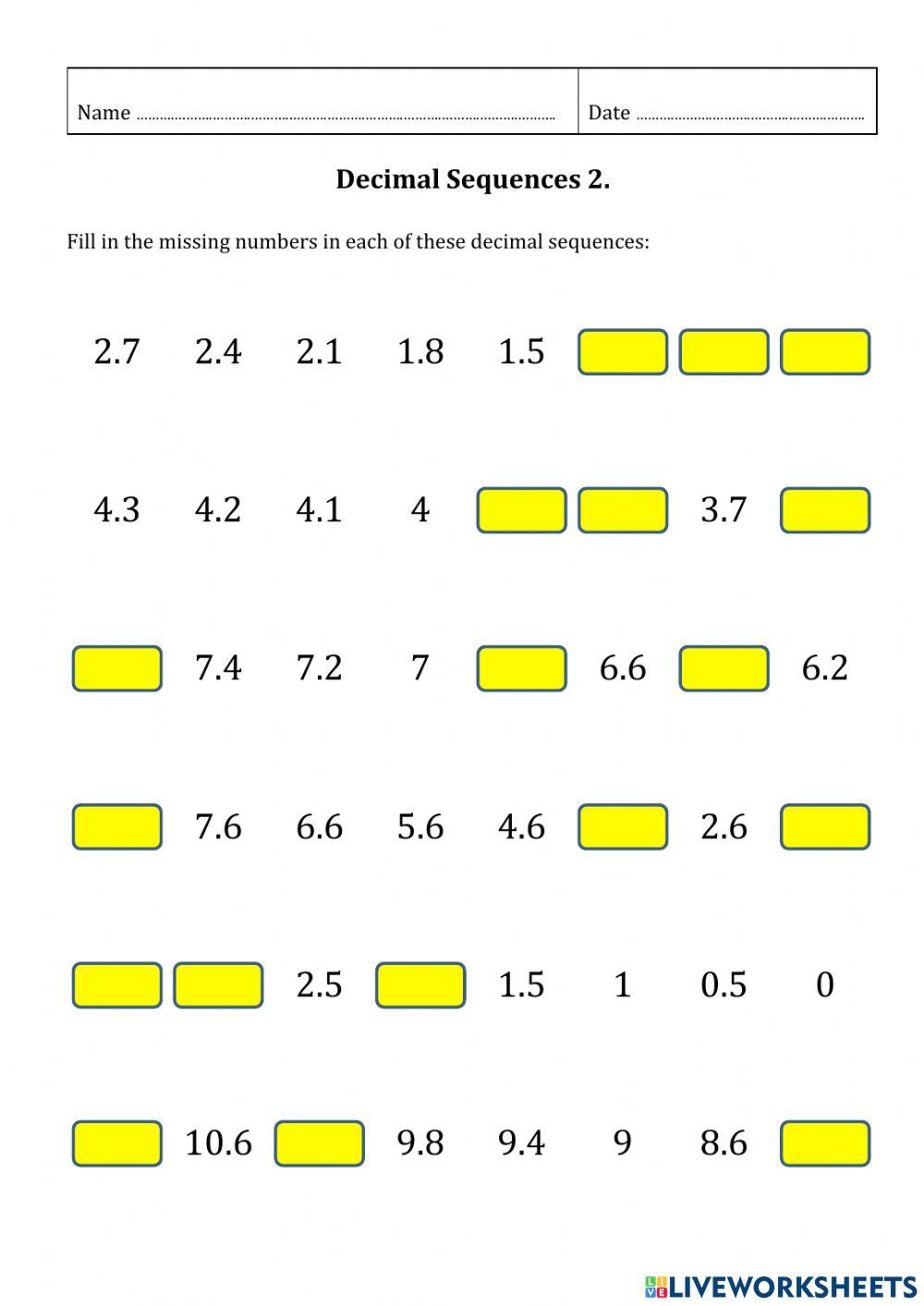 755953 Decimal Sequences 2 PaulMc774 755953 Decimal Sequences 2 PaulMc774