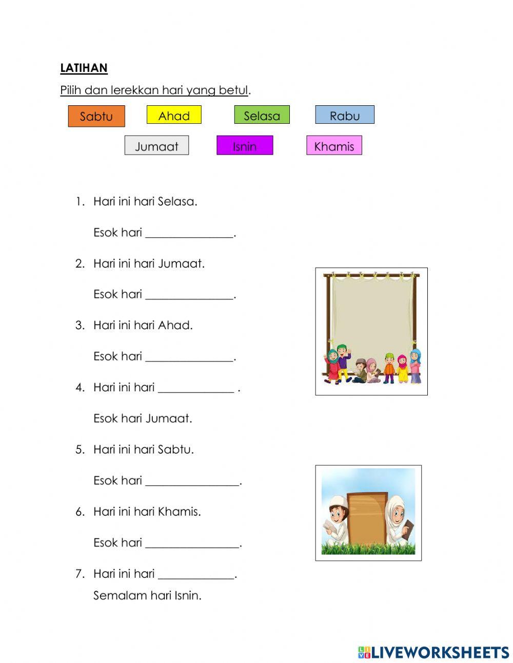 LEMBARAN KERJA HARI DALAM SEMINGGU 4790352 | Azizah