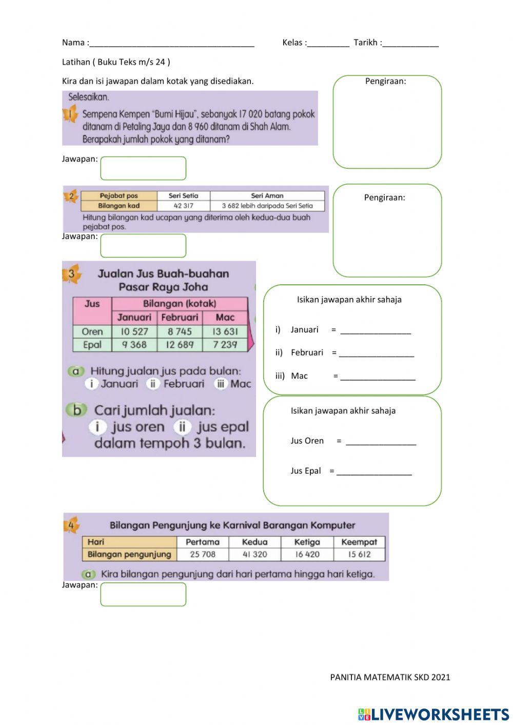 Matematik online exercise for 4 | Live Worksheets