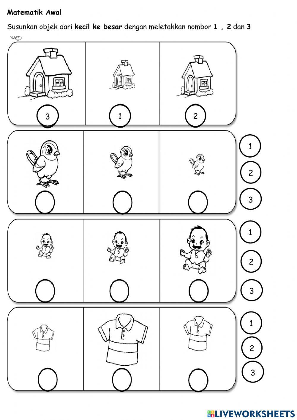 Matematik Awal 4 Tahun activity | Live Worksheets