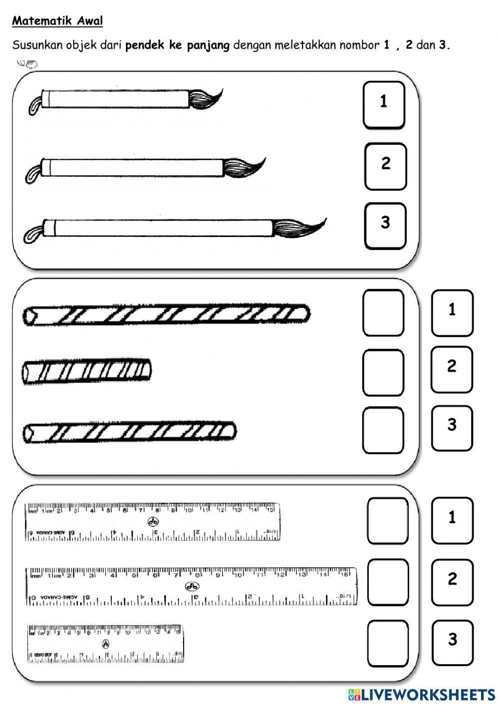 Matematik Awal 4 Tahun activity | Live Worksheets