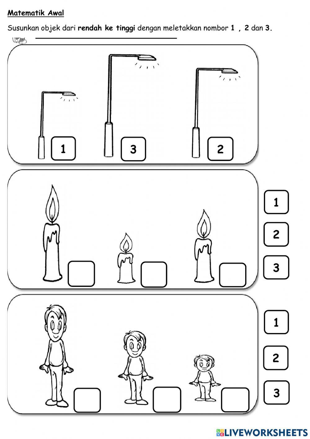 Matematik Awal 4 Tahun activity | Live Worksheets