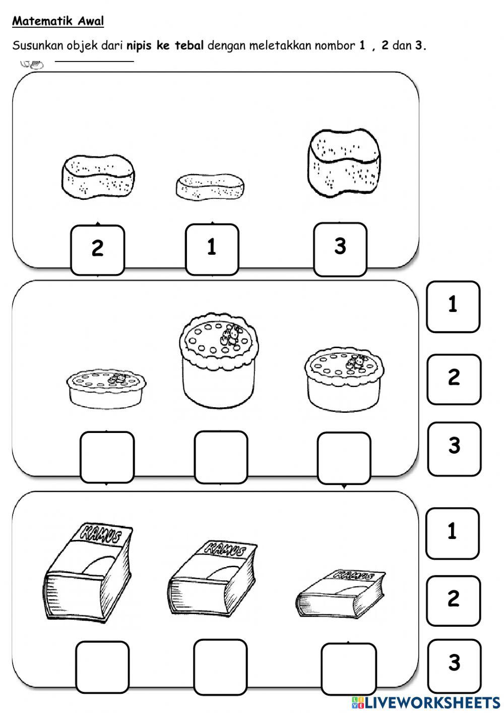 Matematik Awal 4 Tahun activity | Live Worksheets