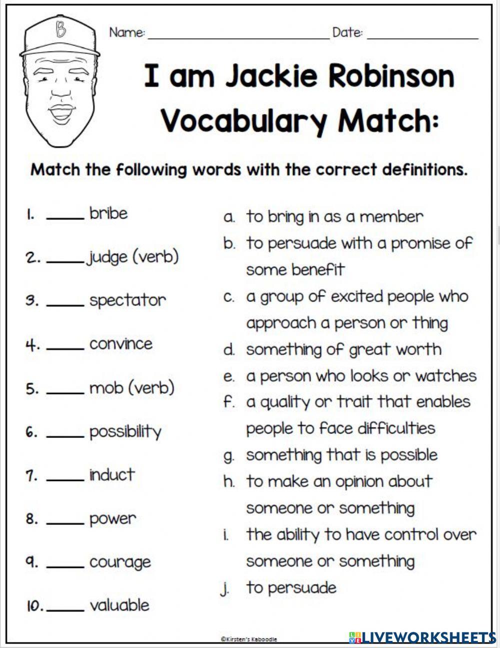 Jackie Robinson Worksheet