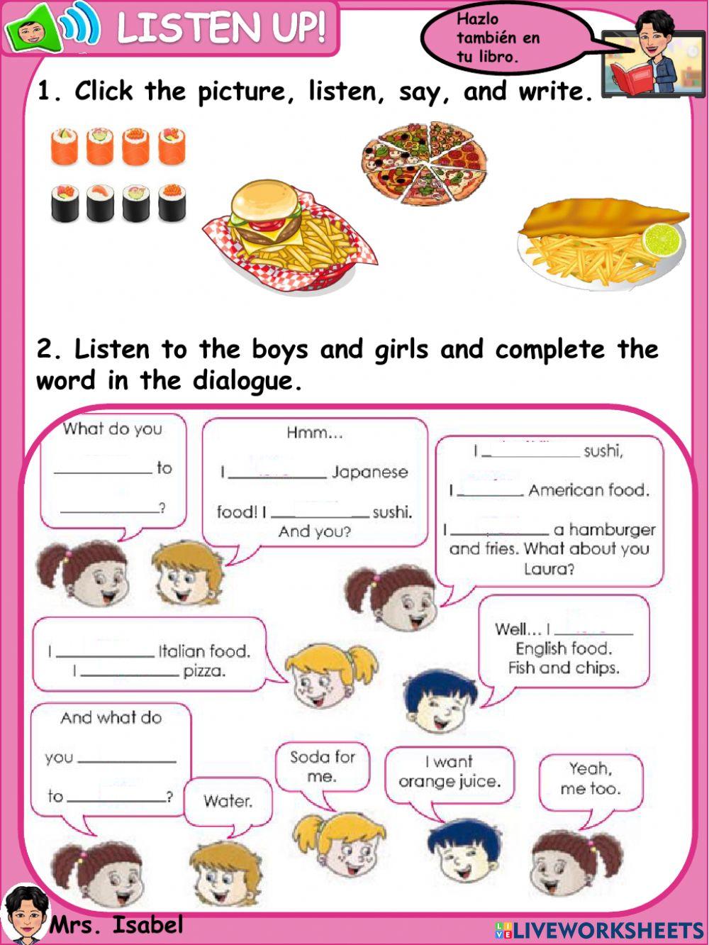 Food, likes and preferences worksheet | Live Worksheets