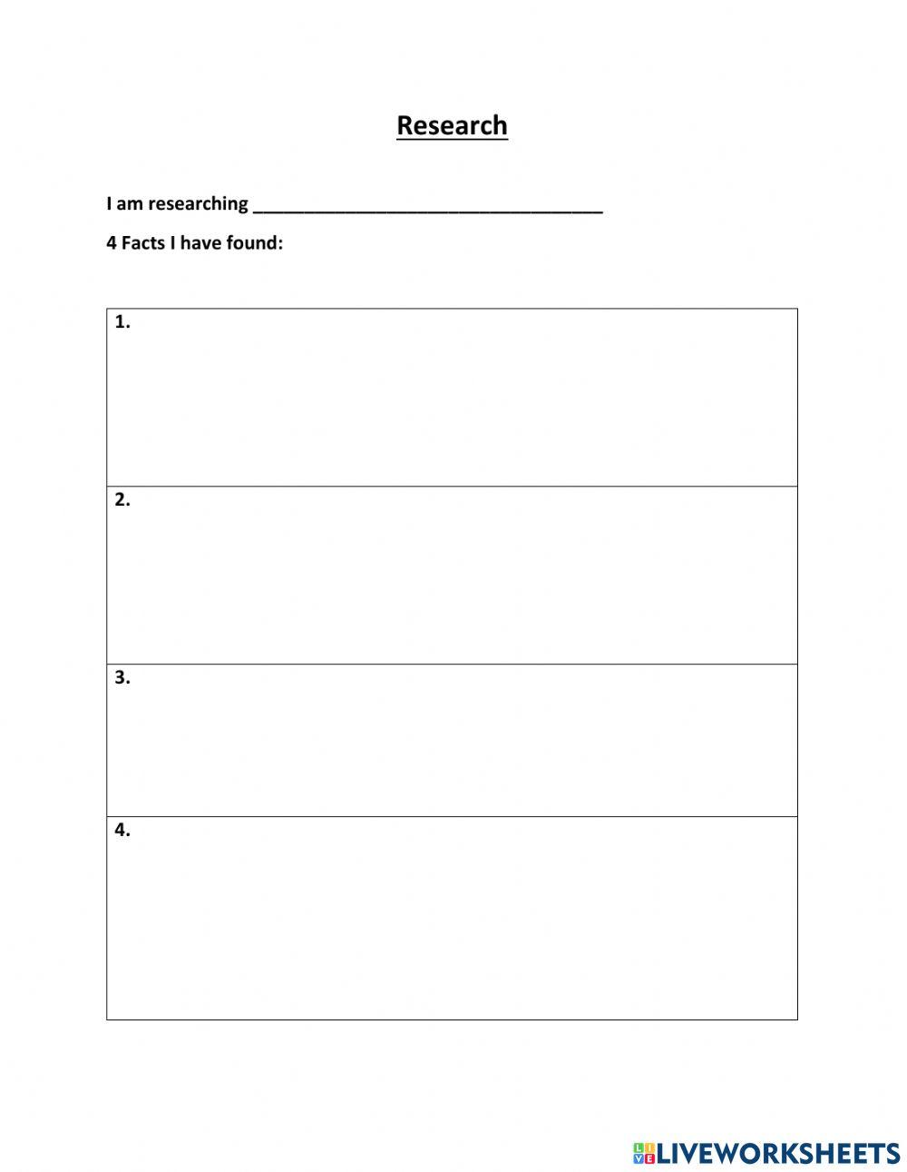 Research Outline worksheet | Live Worksheets