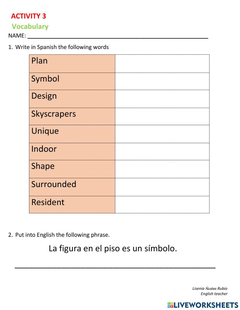 General vocabulary activity | Live Worksheets