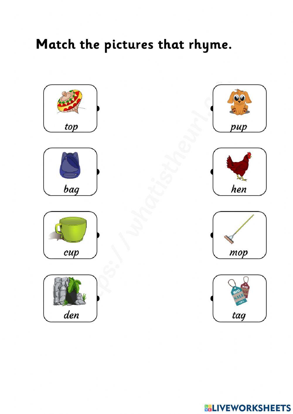 Rhyming Words interactive exercise for Infants | Live Worksheets