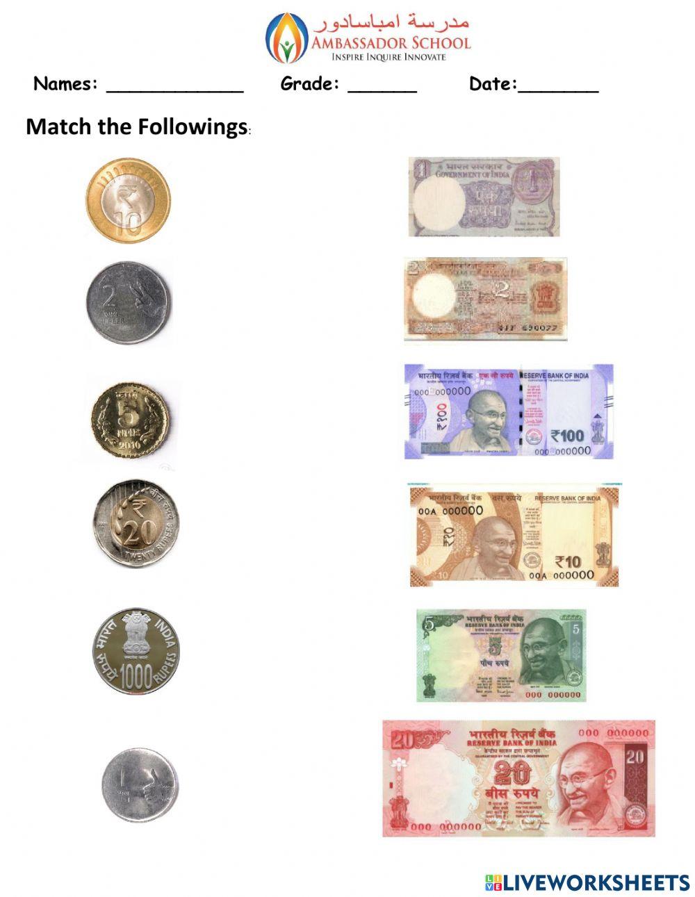 758597 | Money | Mamta Rathore | LiveWorksheets