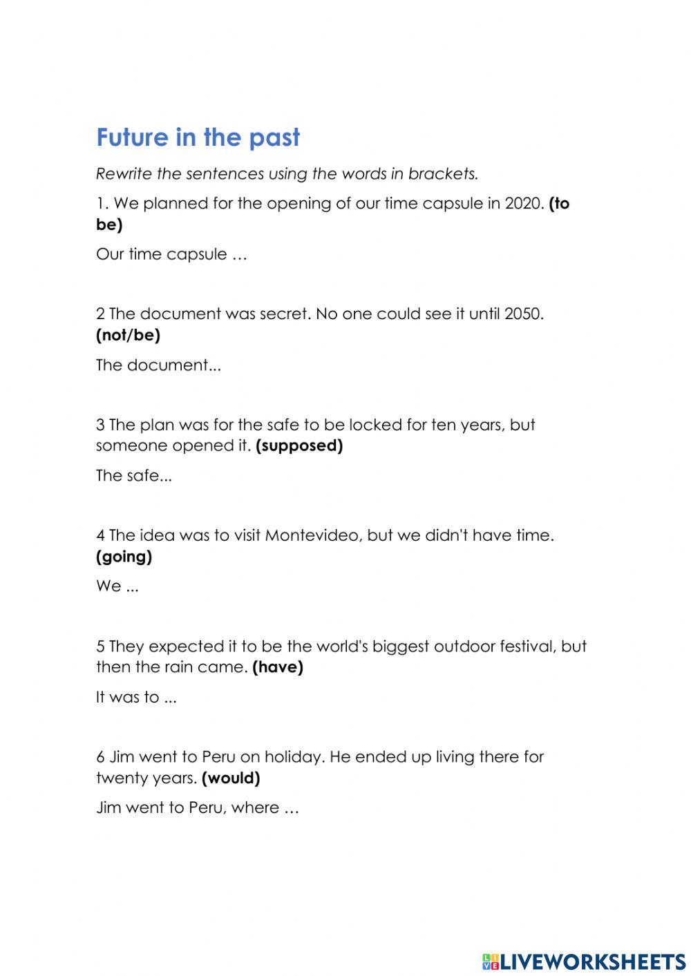 Future in the P… | Free Interactive Worksheets | 758702