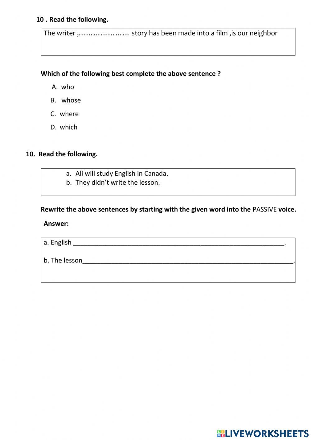 Rev G11 worksheet | Live Worksheets