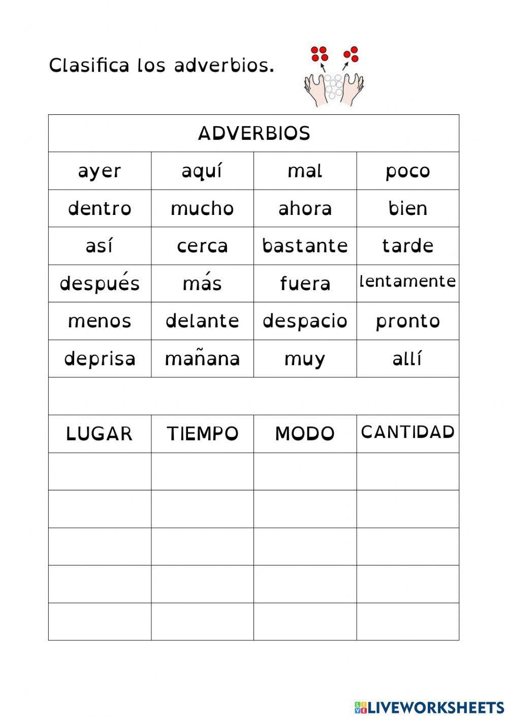 759134 | Clasificar adverbios. | FranPT | LiveWorksheets