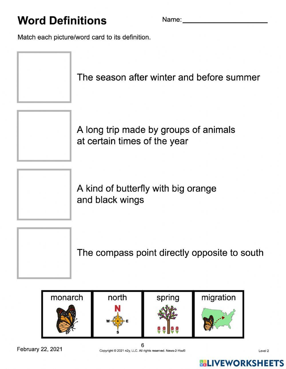 Monarch Matching 6445150 | bmosher | LiveWorksheets