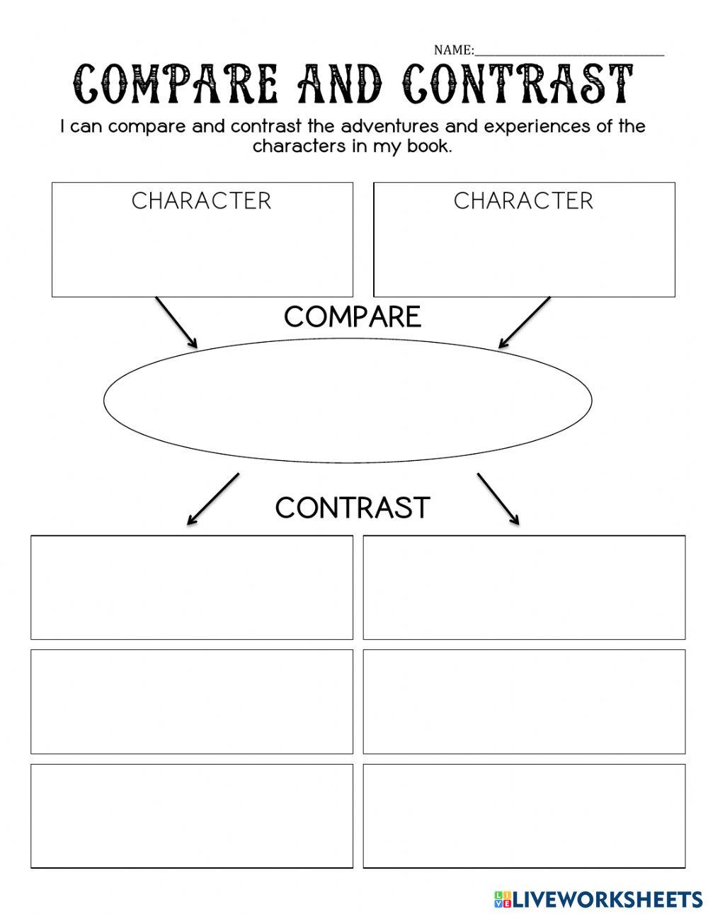 Compare And Contrast Characters Graphic Organizer Compare And Contrast Characters Graphic Organizer