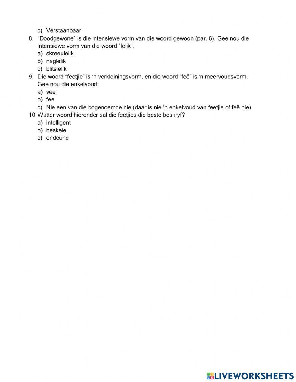 Die drie wense … | Free Interactive Worksheets | 759958