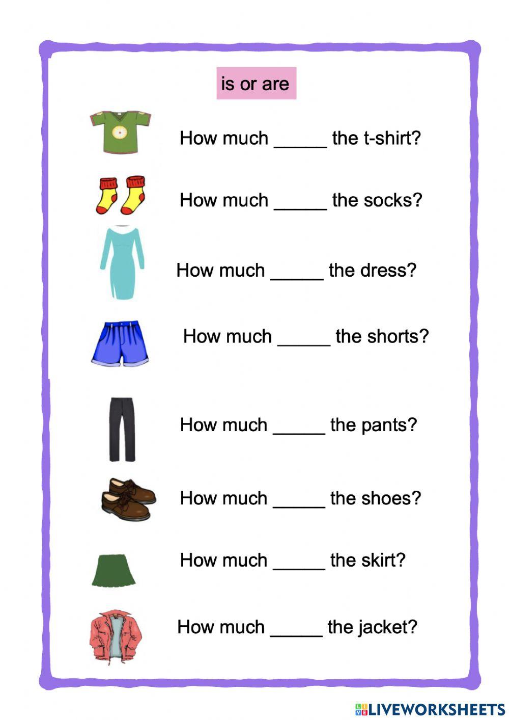 Is- Are Clothes worksheet | Live Worksheets