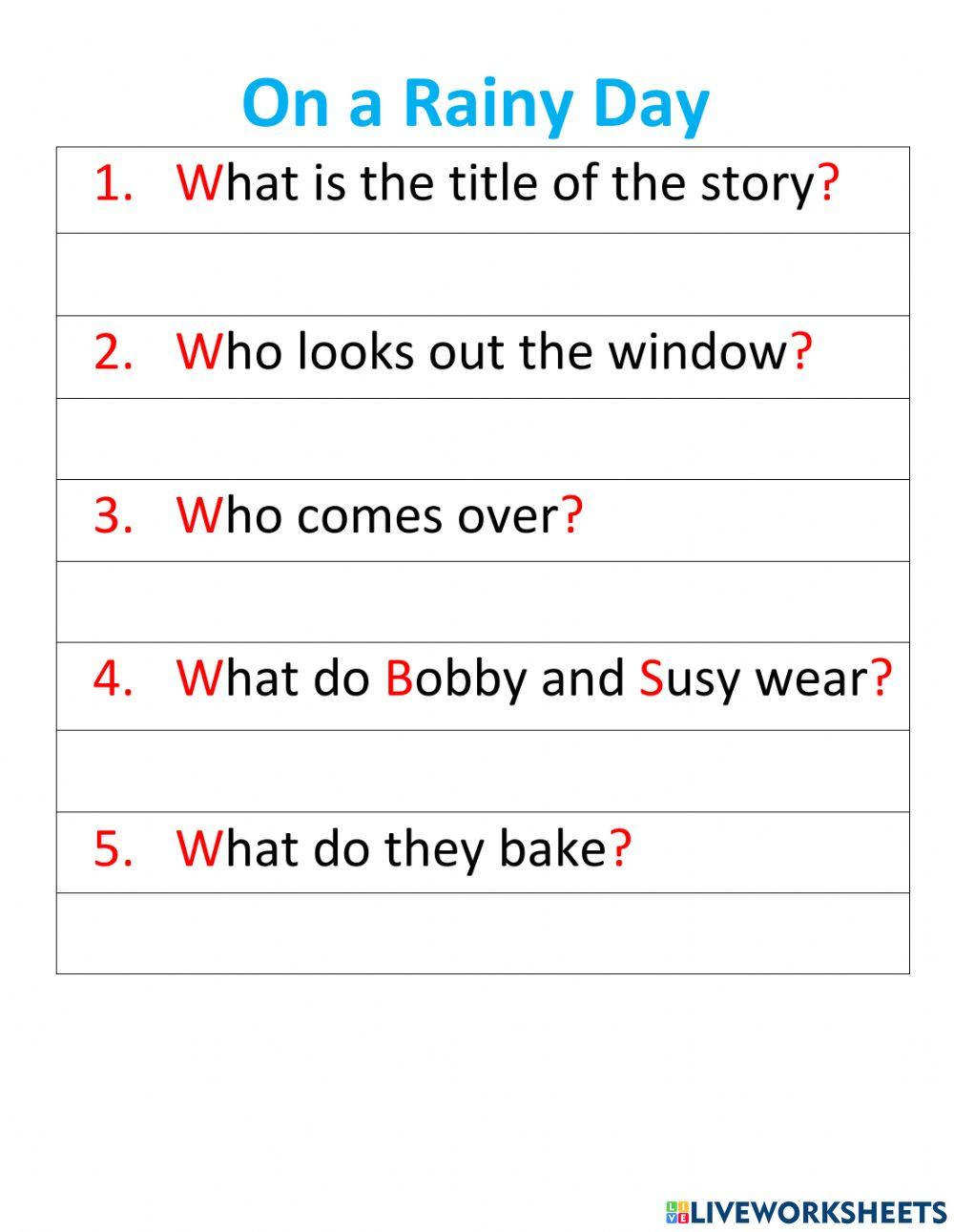 On a Rainy Day worksheet | Live Worksheets