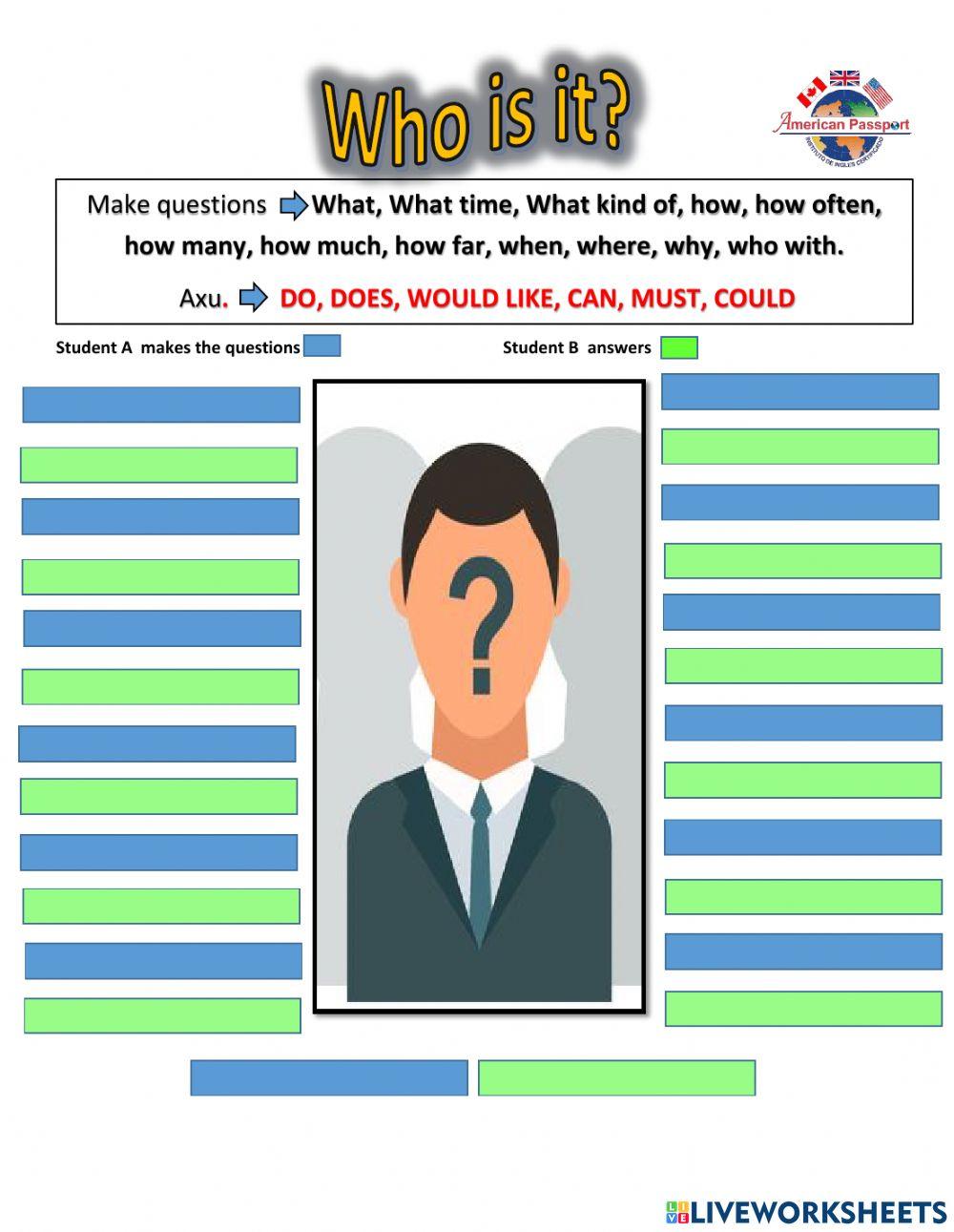 W questions.a1 american p. worksheet | Live Worksheets