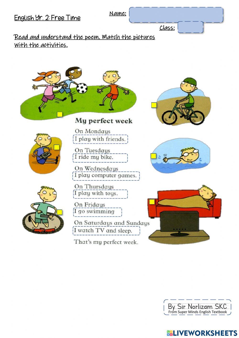 Year 2: Free Time (Page 65) worksheet | Live Worksheets
