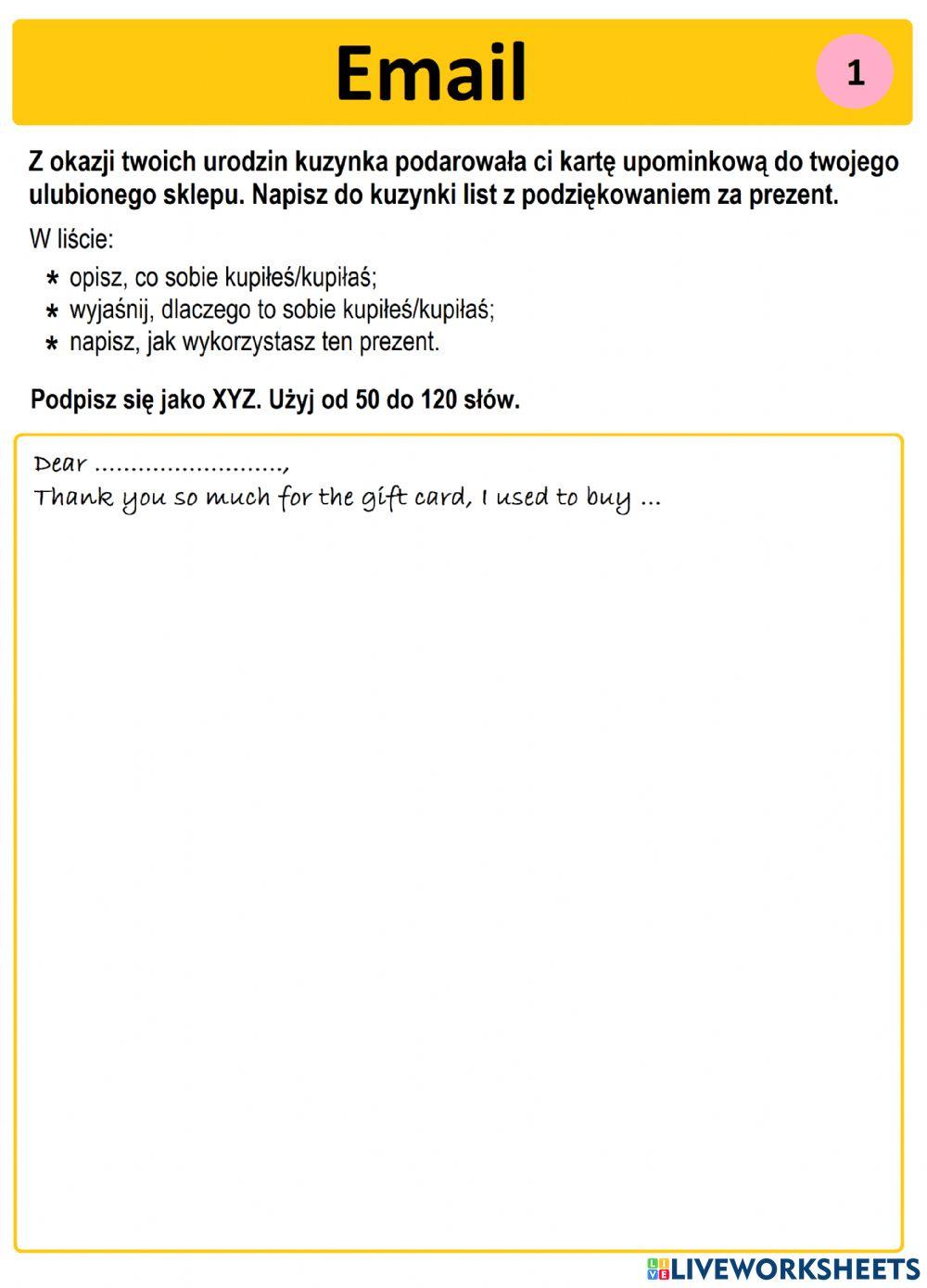 Email 1 worksheet | Live Worksheets