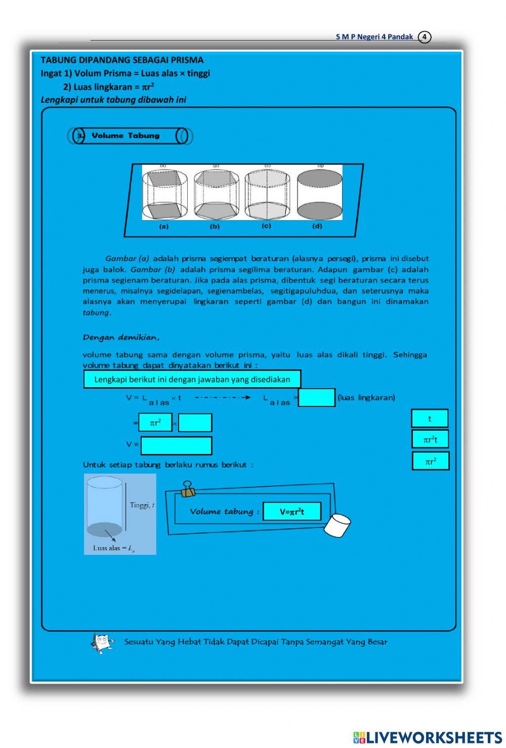 Brsl tabung interactive worksheet | Live Worksheets