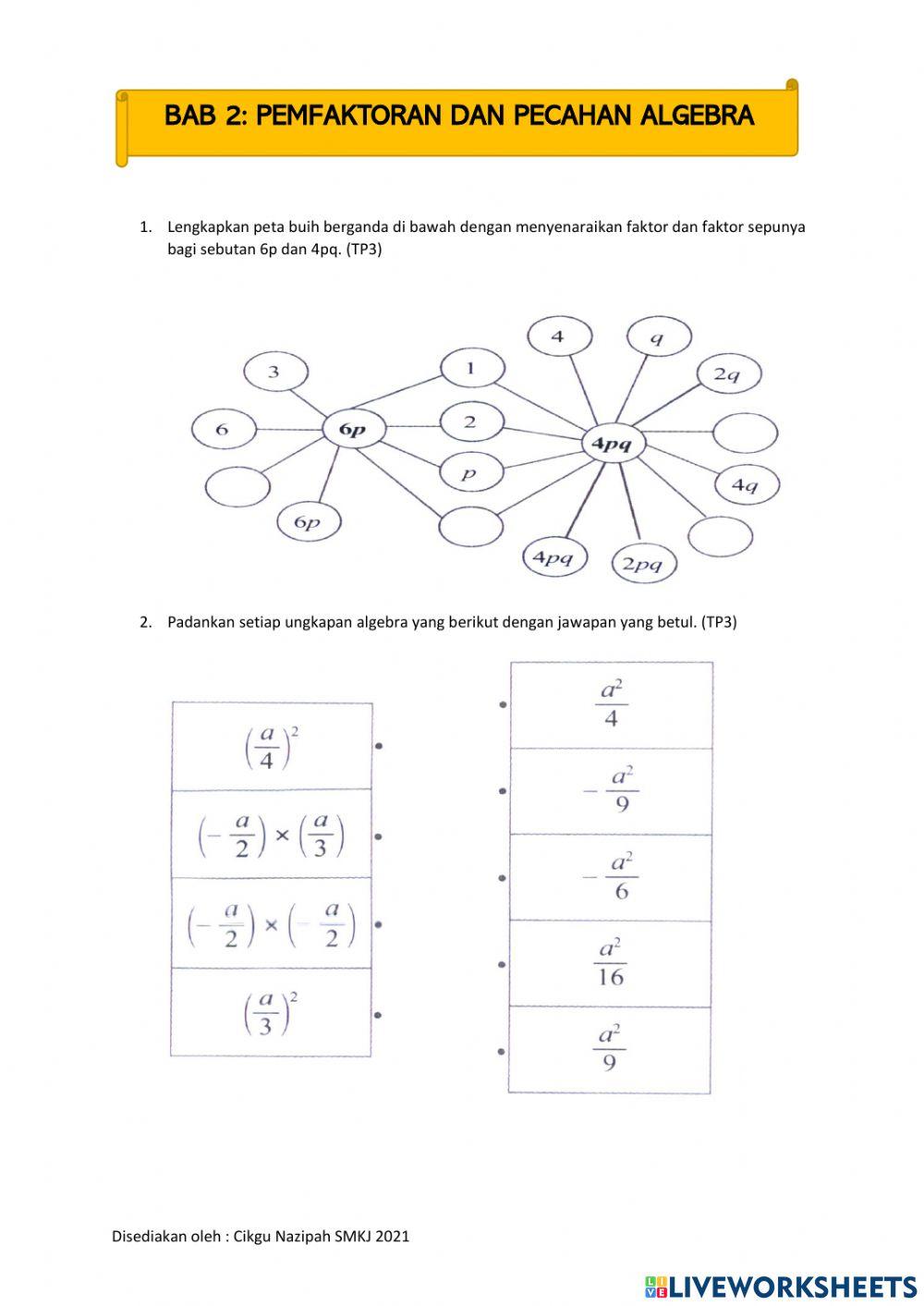 761578 | Bab 2 : pemfaktoran dan pecahan algebra | naz