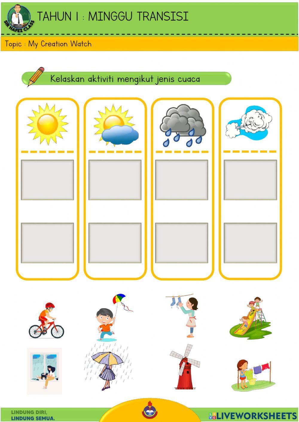 Transisi Tahun 1 - Roda Cuaca worksheet | Live Worksheets