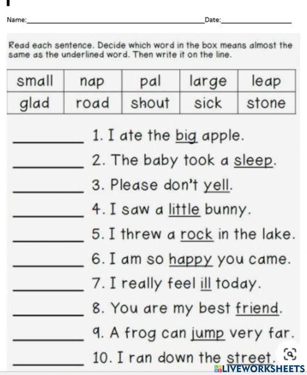 761991 | Synonyms | STEPHANIE GUATH | LiveWorksheets