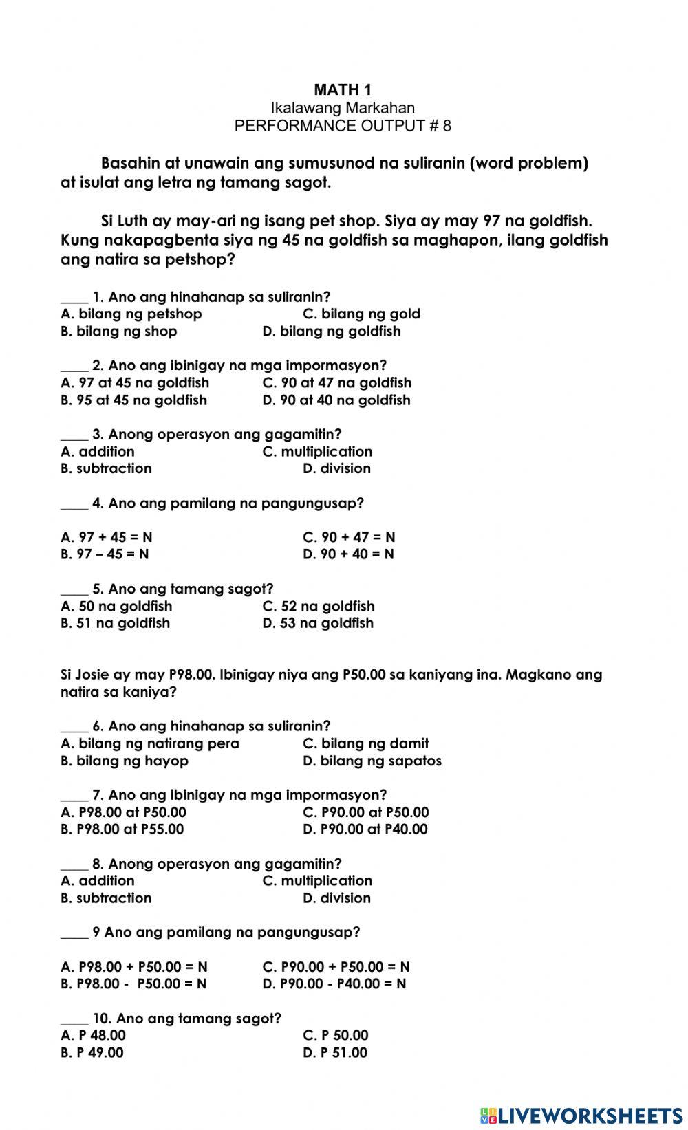 Math 1 written task 6, 7,8 | Jennica08 | Live