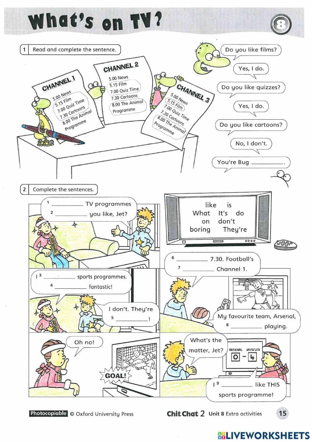 What´s on Tv - extra actvities online exercise for | Live Worksheets