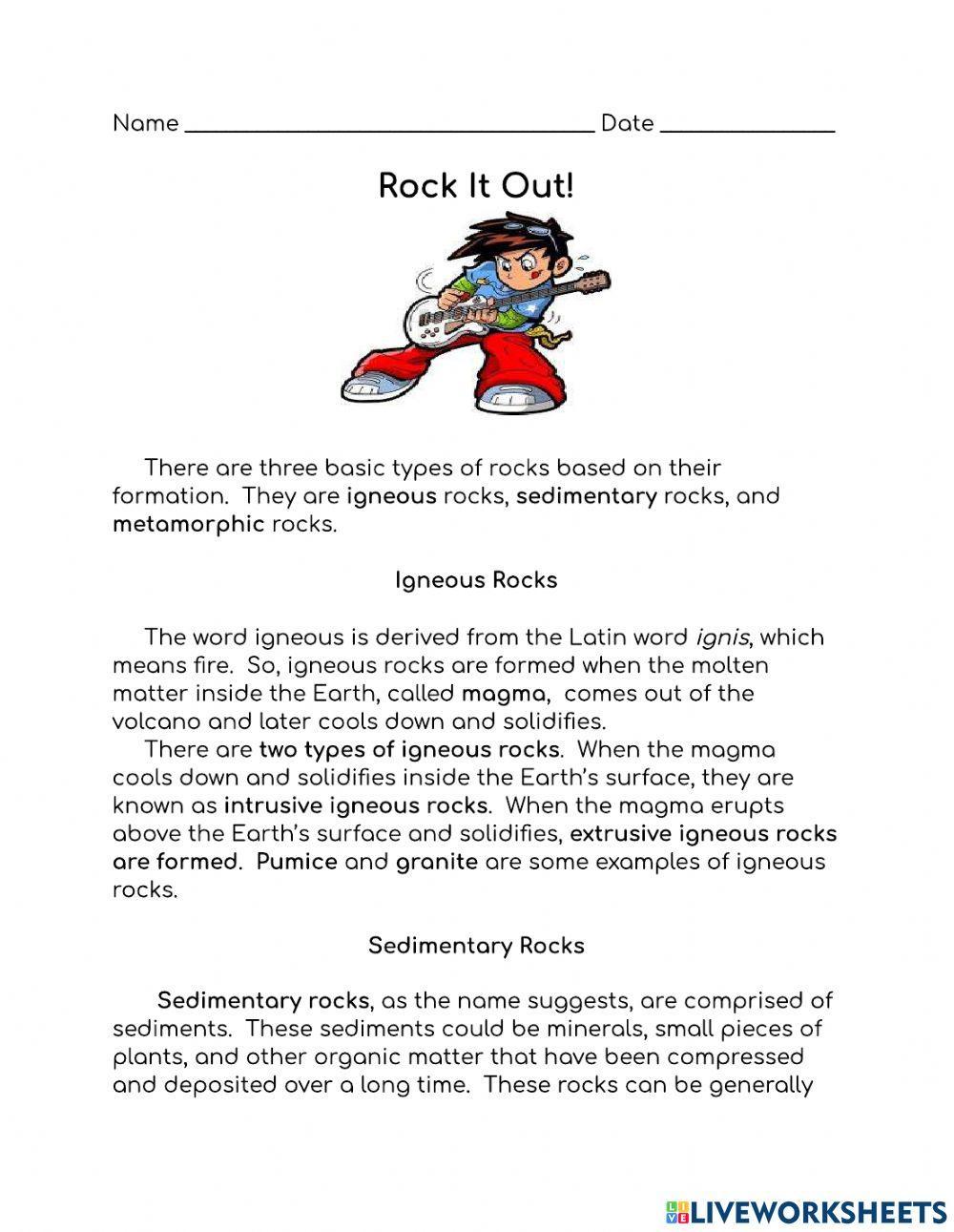 Rock it Out! | Free Interactive Worksheets | 763104