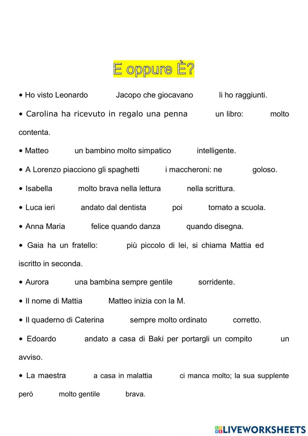 E o E'? interactive worksheet | Live Worksheets