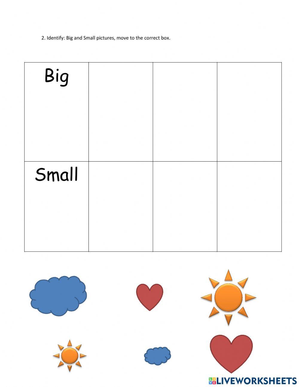 Pdf online worksheet: Big and small | Live Worksheets