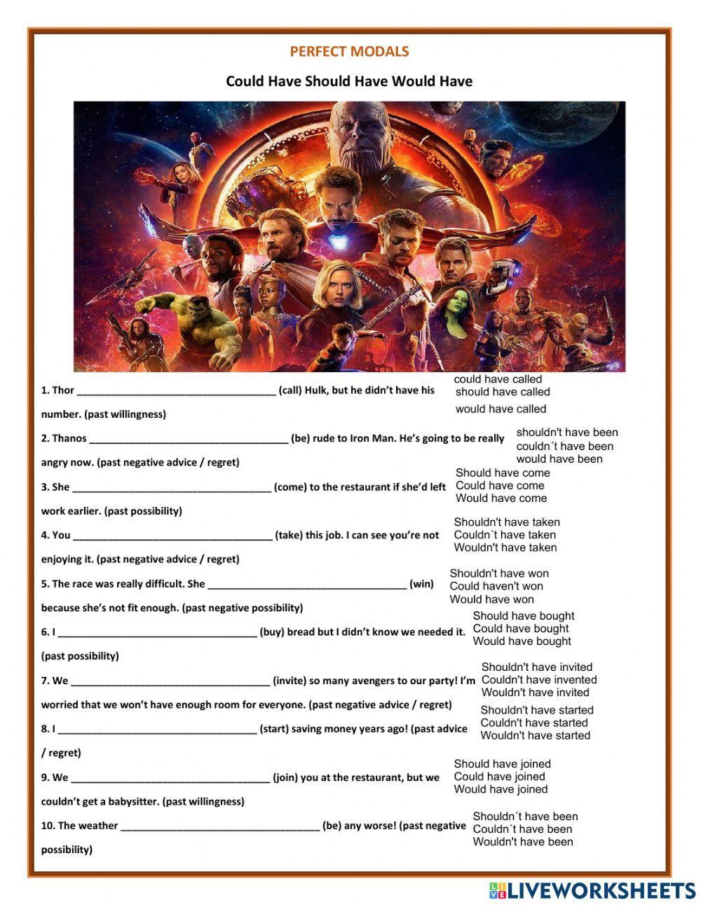 Perfect Modals | Free Interactive Worksheets | 761710