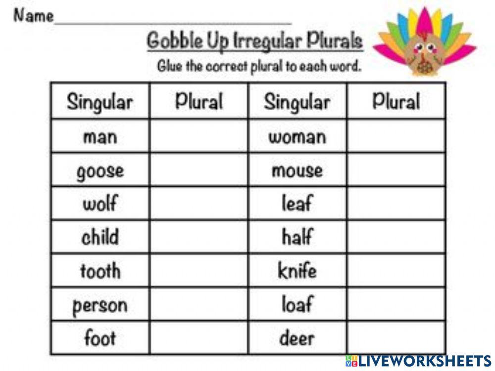 Plural forms 763536 | Salem | Live Worksheets