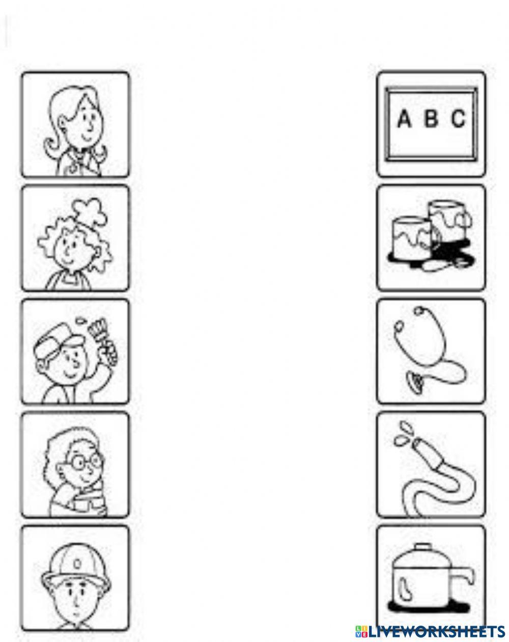 Profesiones worksheet for PREESCOLAR | Live Worksheets