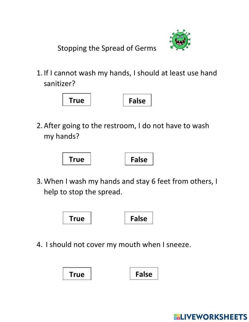 Stop the spread… | Free Interactive Worksheets | 763938