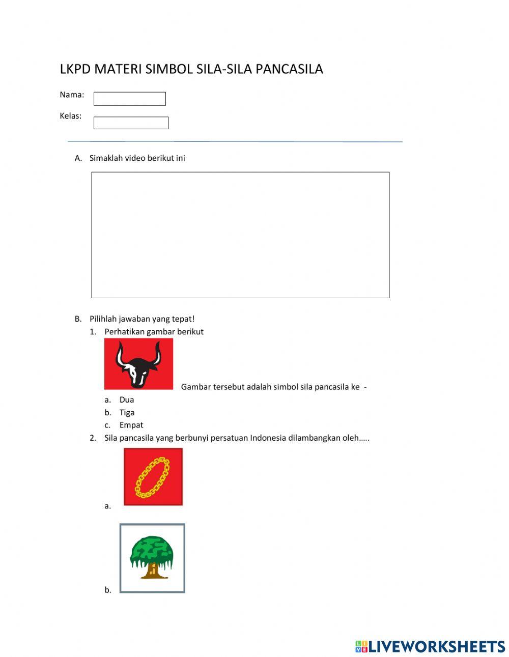 Simbol sila-sila pancasila worksheet | Live Worksheets