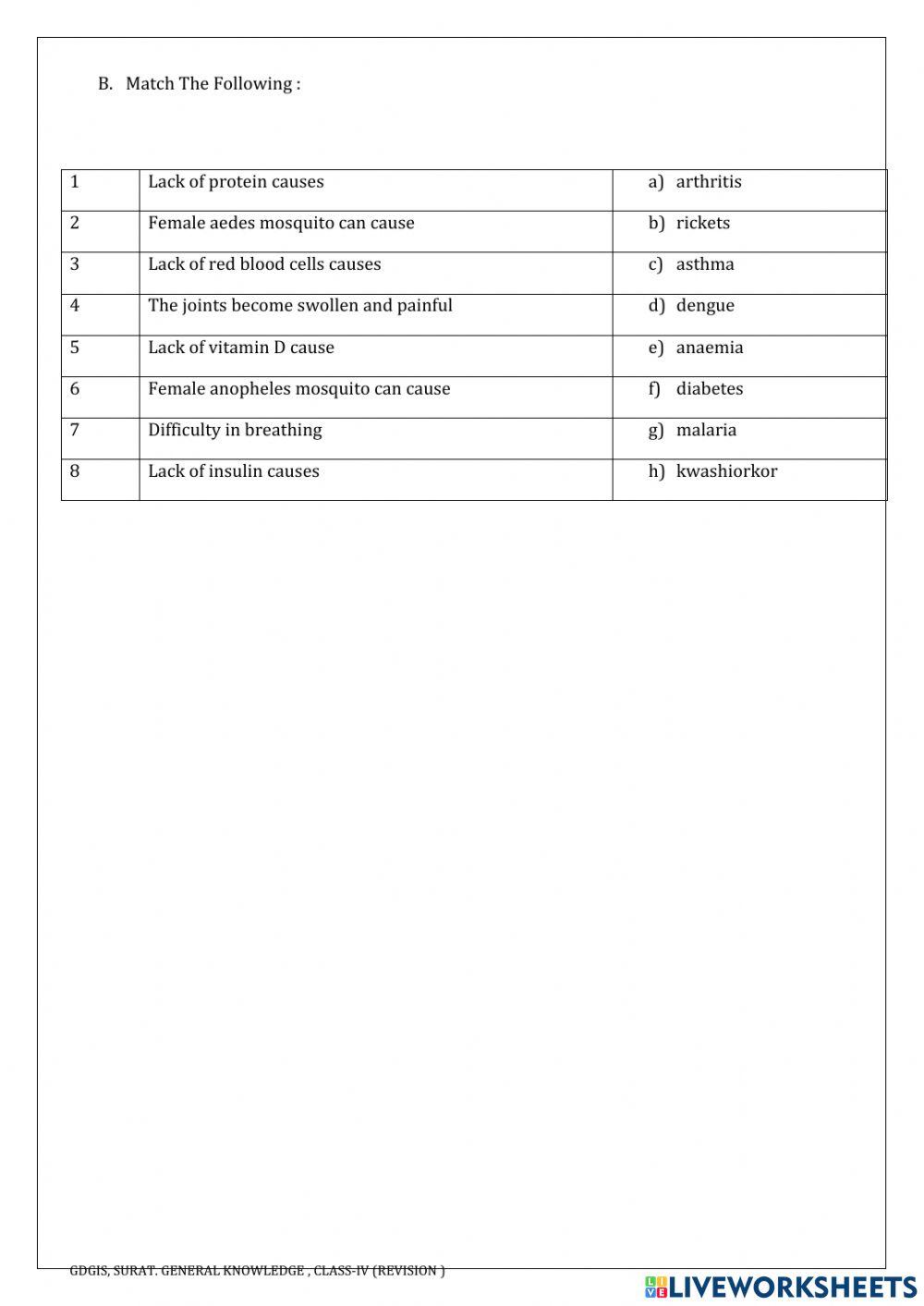 COMMON AILMENTS online exercise for | Live Worksheets