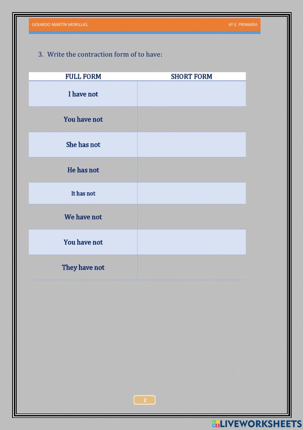 To have got neg… | Free Interactive Worksheets | 1882228