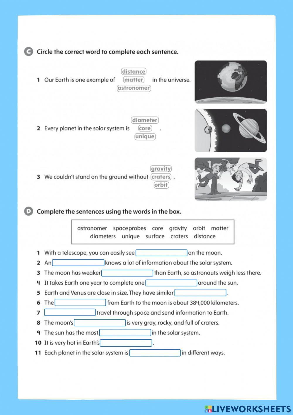The Universe - 764834 | booklets5 | LiveWorksheets