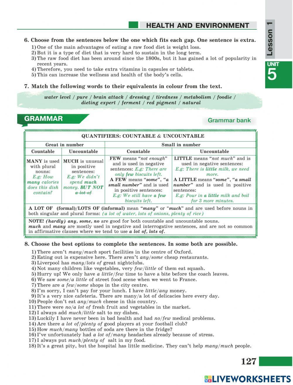 Reading,Quantif… | Free Interactive Worksheets | 764926
