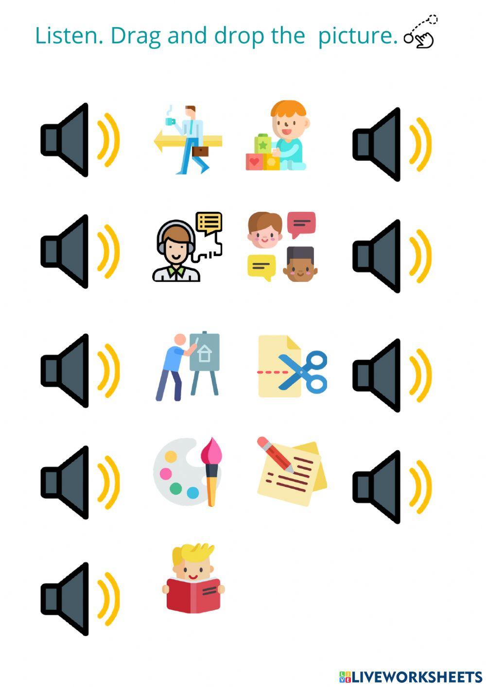 VERBS 1 listen write worksheet | Live Worksheets