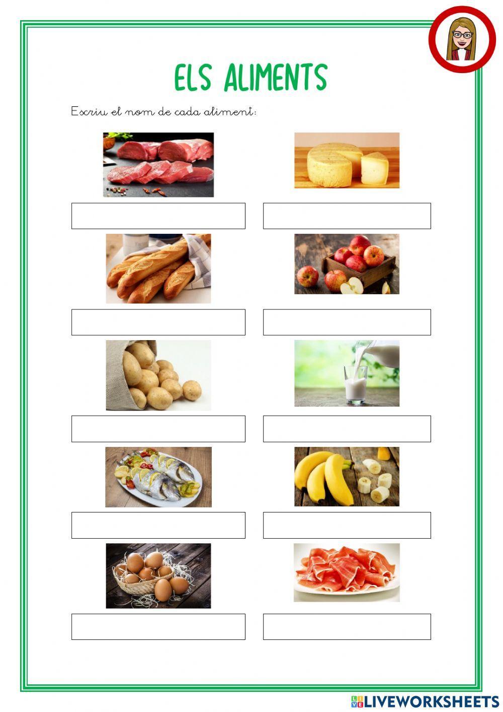 Els aliments | Free Interactive Worksheets | 691461