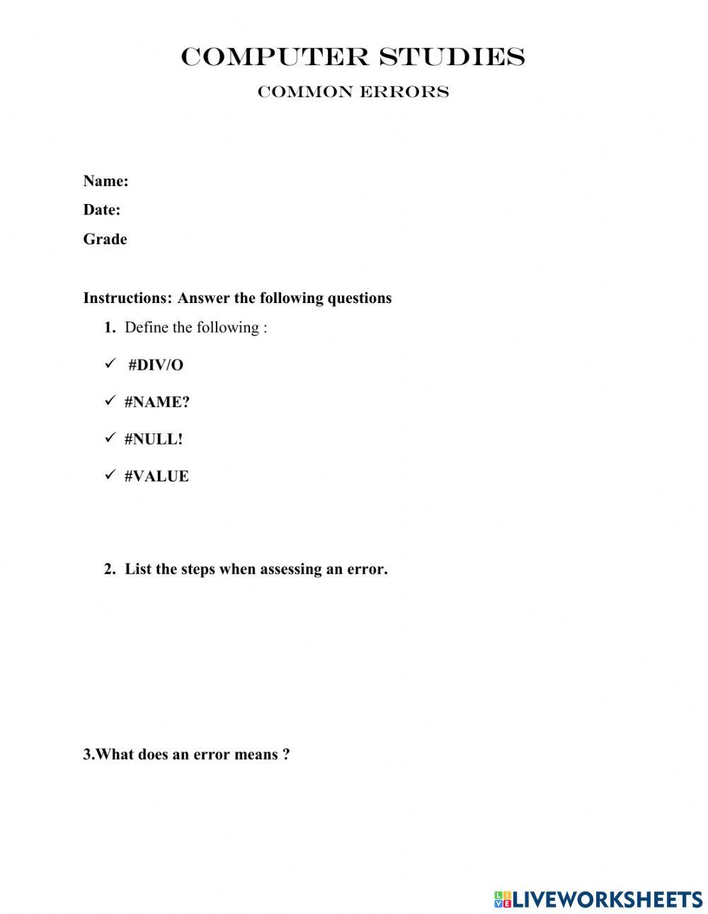 6448969 | Common Errors | Maquella | LiveWorksheets