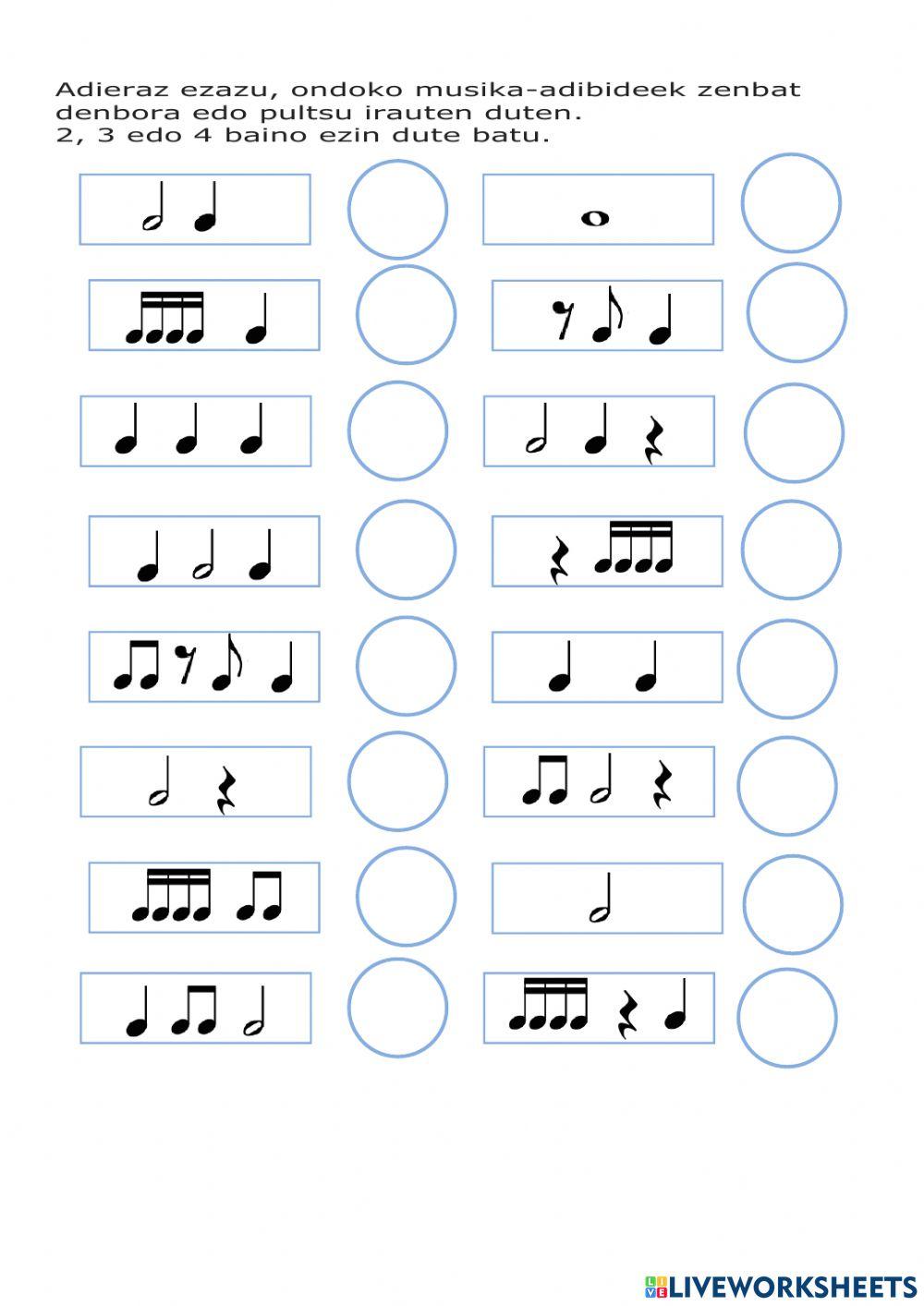 Musika figurak eta konpasak interactive worksheet | Live Worksheets